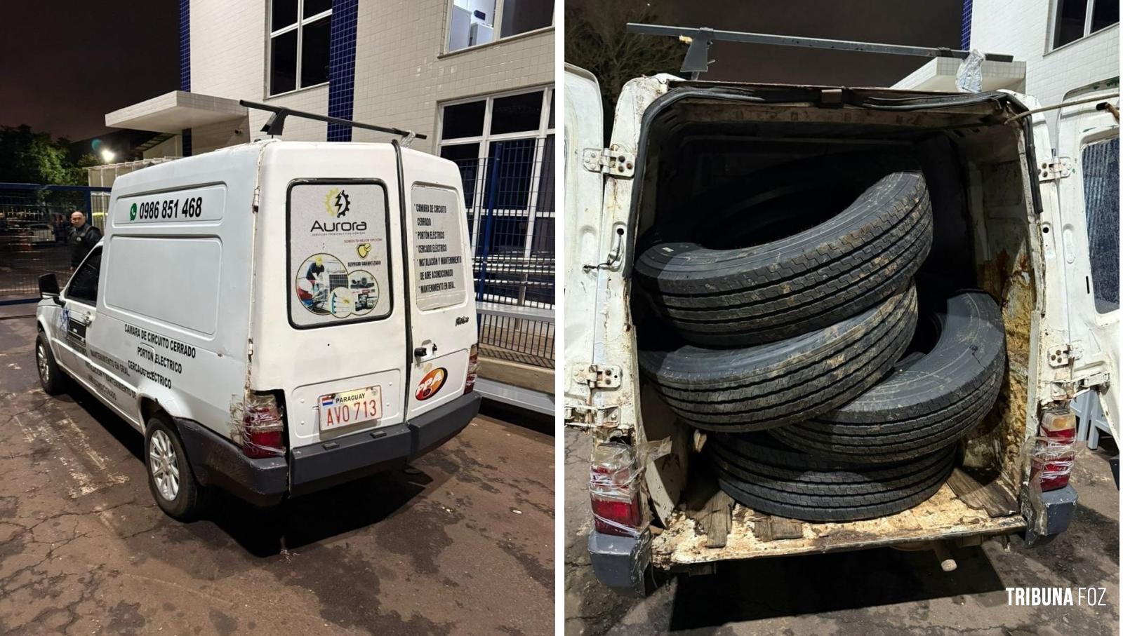 PF e PM apreendem veículo paraguaio carregado com pneus de caminhão em ...